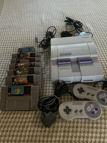 SNES Super Nintendo Console With Both Controllers, Cables And Lot Of ...