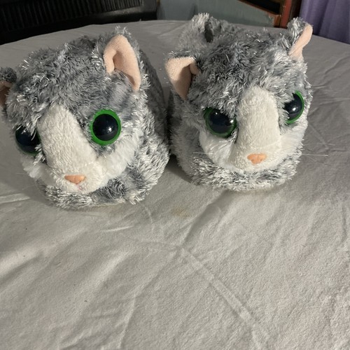 Fuzzy Cat Slippers for Women and Men, Novelty Indoor Animal Slippers ...