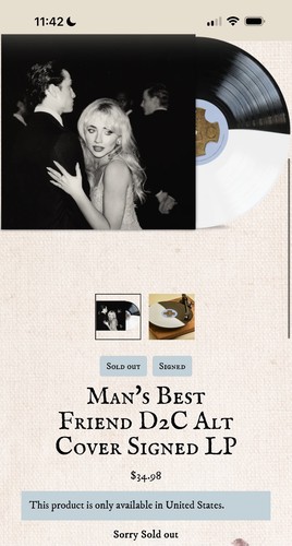 SIGNED Man’s Best Friend D2C ALT COVER Split Vinyl - Sabrina Carpenter ...