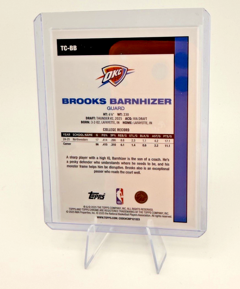 2025-26 Topps Basketball Brooks Barnhizer #TC-BB Chrome Silver Pack RC ...