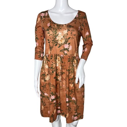 Peruvian Connection Dress Women XS Orange Floral Flower Wynyard Dress ...