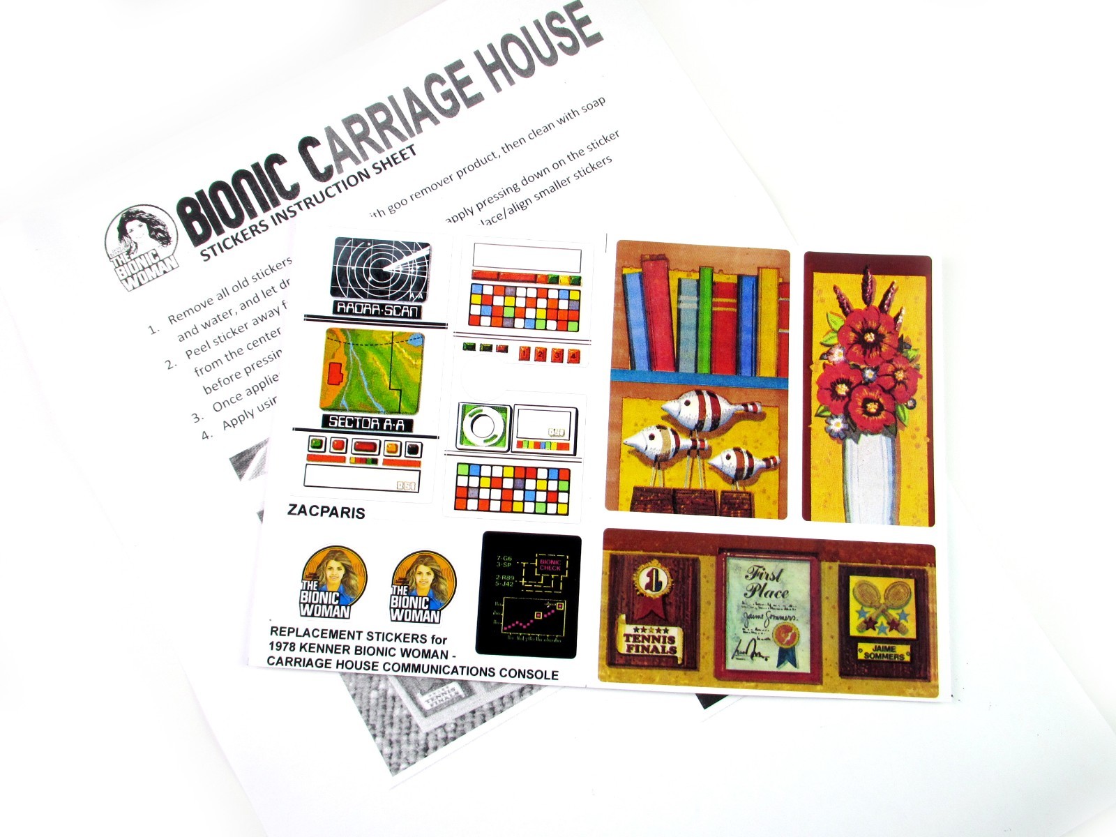 CUSTOM STICKERS for BIONIC WOMAN CARRIAGE HOUSE COMMUNICATION CONSOLE ...
