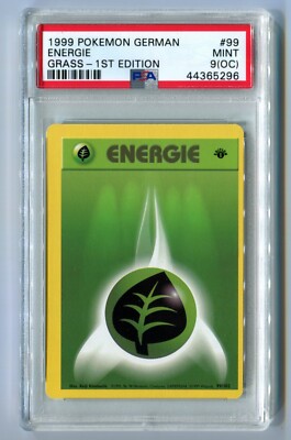 PSA 9 OC Miscut Off-Center Pokemon Grass Energy 1st Edition German Base ...