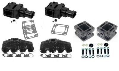 Mercruiser 7.4L 454 502 8.2 Exhaust Manifold Riser Package Set Elbow 3 ...