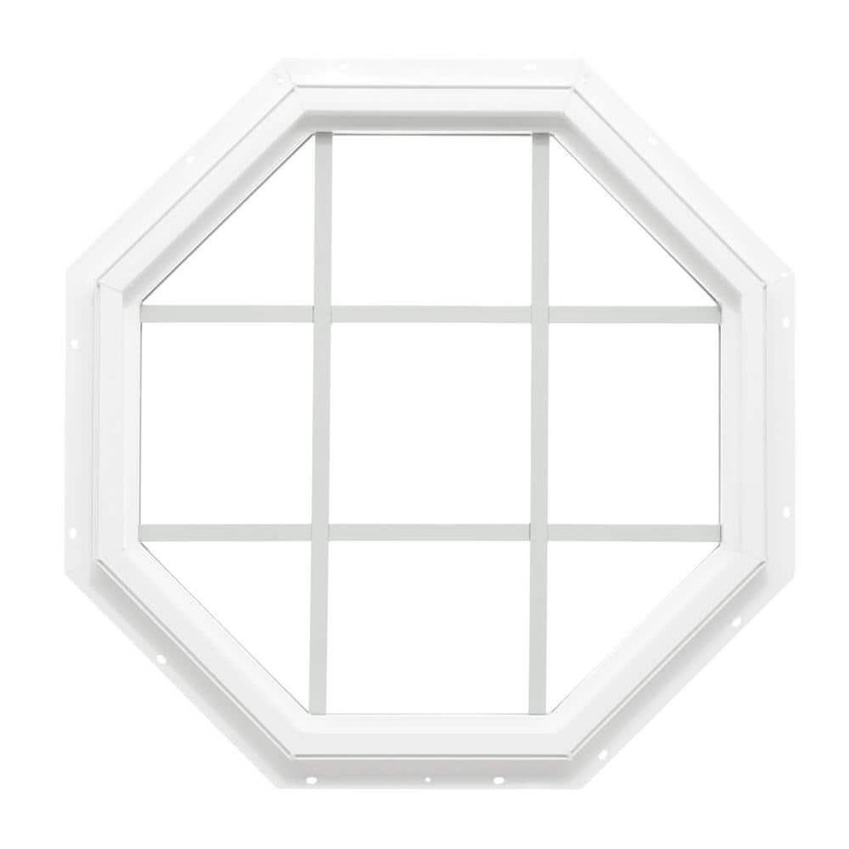 TAFCO Shaped Windows 24"x 24" Fixed Octagon Geometric Vinyl w/ Grids in ...
