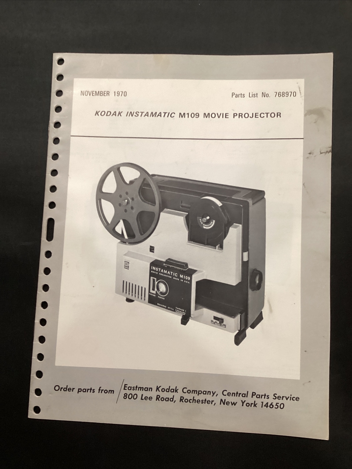 1970 Kodak Instamatic M109 Movie Projector Parts Catalog Brochure | eBay