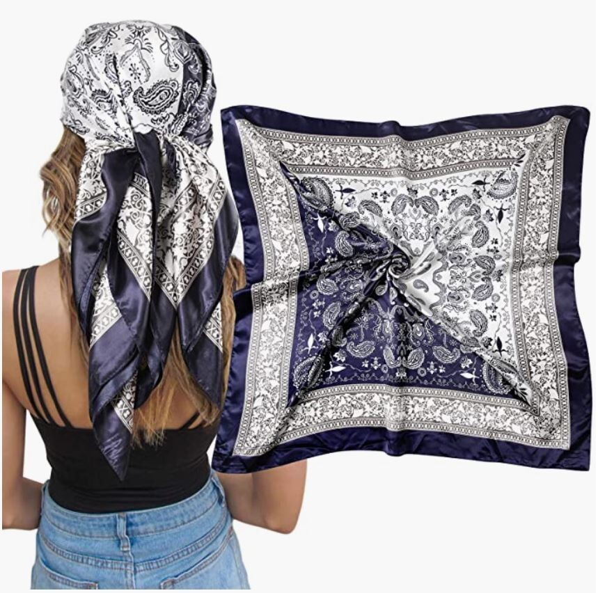 Large Silk Feel Satin Scarf Head Square Wrap Neck Neckerchief Shawl ...