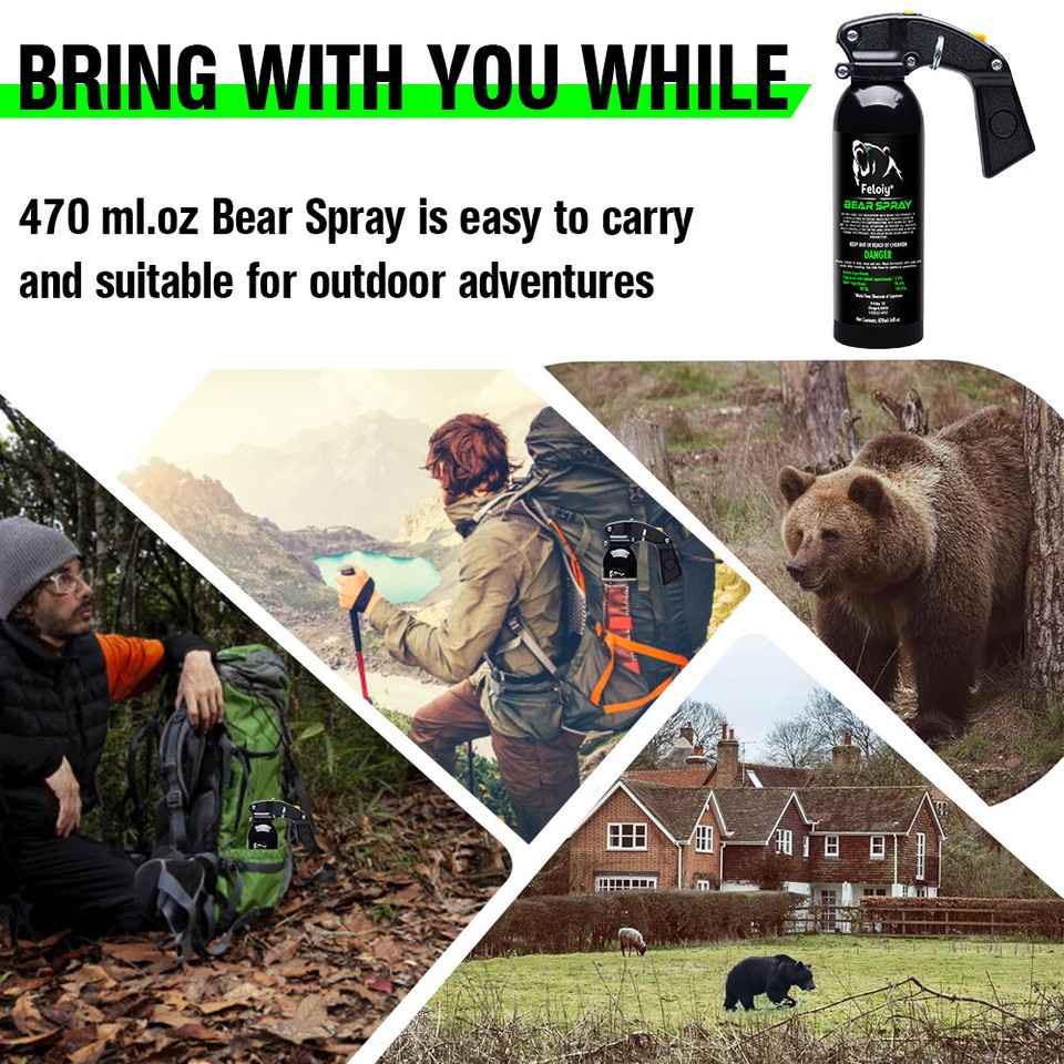 Feloiy 35 Feet BEAR Deterrent Repellent Spray 16 oz GLOW CAP CAMPING ...