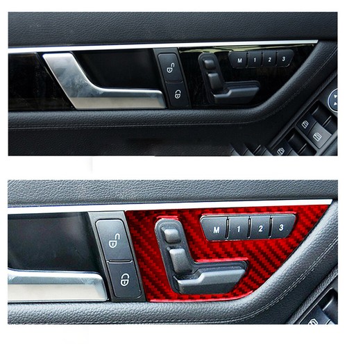 Red Carbon Fiber Seat Console Button Trim For Mercedes-Benz C-Class ...