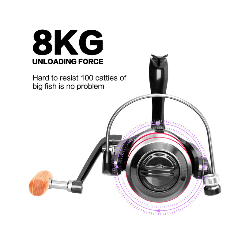 All Metal Spool Spinning Reel 8KG Max Drag Stainless Steel Handle Line ...