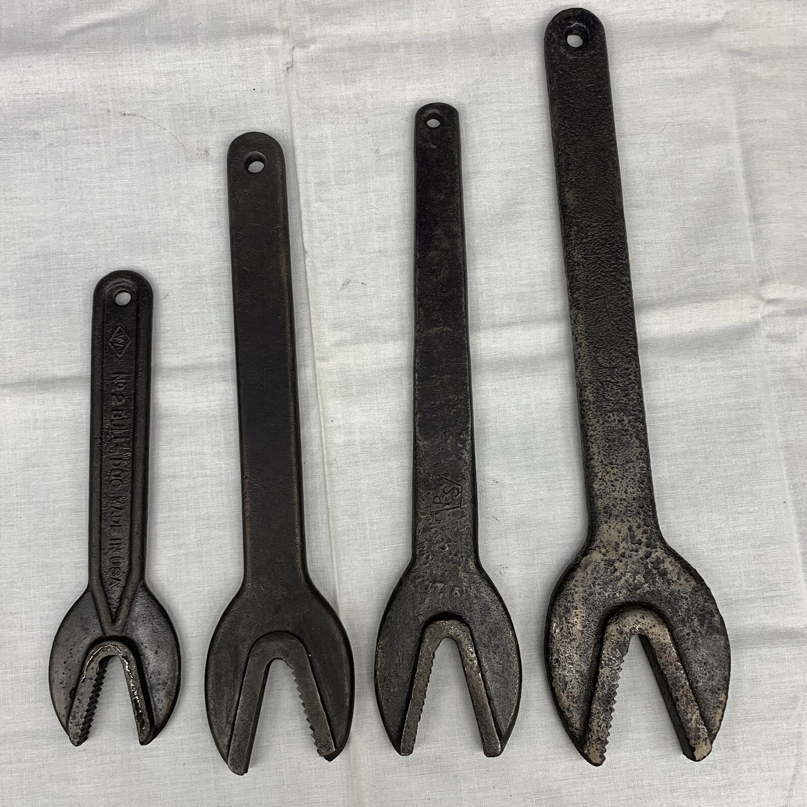 Antique Lot of 4 Assorted Size Alligator Wrenches Forged Steel Railroad ...