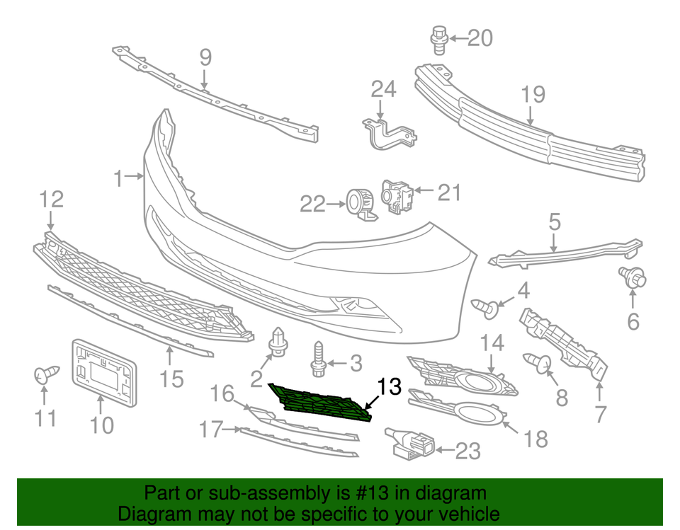Genuine Honda Outer Grille 71103-TK8-A50 | eBay