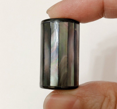 Black Mother of Pearl Shell Mosaic Barrel beads 15x25 mm 4 Pieces C8748 ...