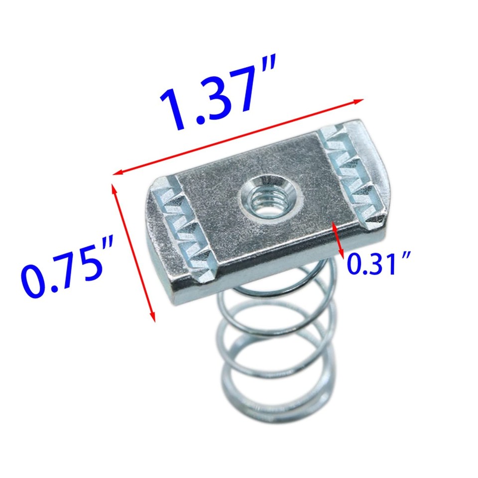 Strut Channel Nuts,1/4”-20 Spring Thickened Unistrut Hardware Nut with ...