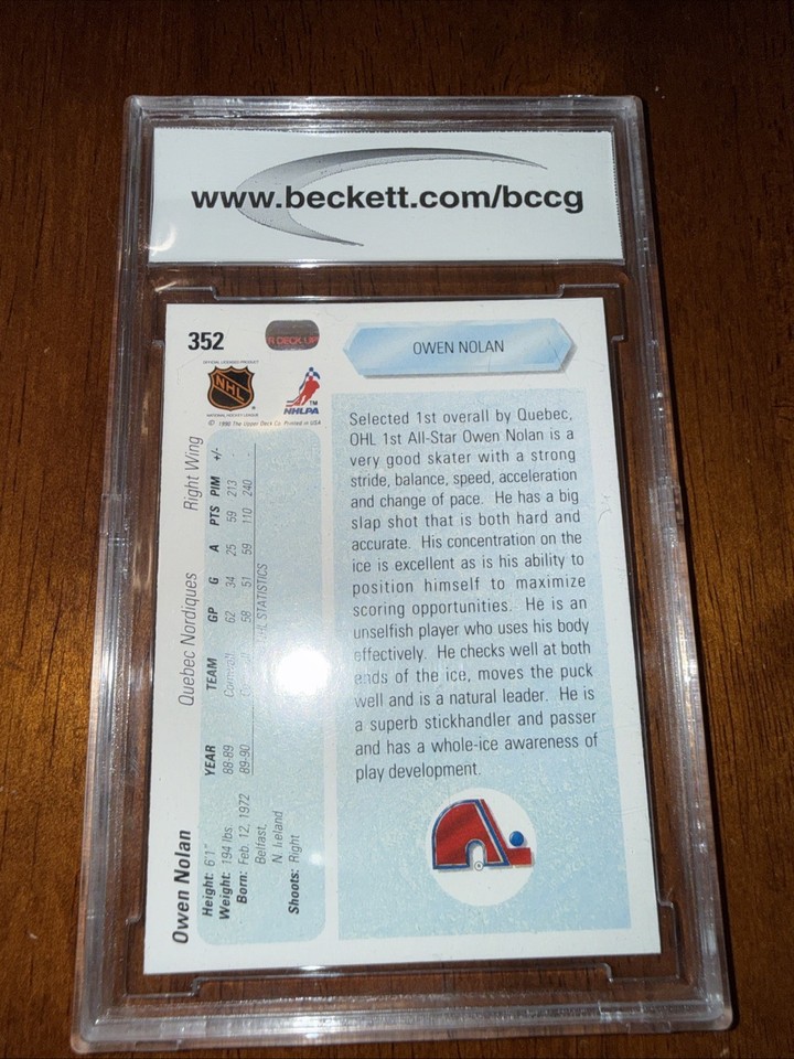 1990-91 Upper Deck - First Round Draft Pick Owen Nolan #352 (RC) BCCG ...