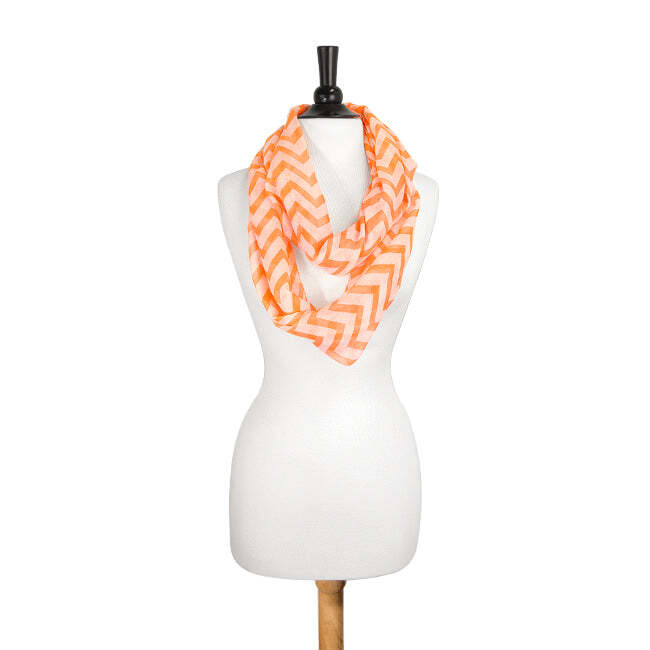 Zig Zag Neon Orange Infinity Scarf 100% Polyester | eBay