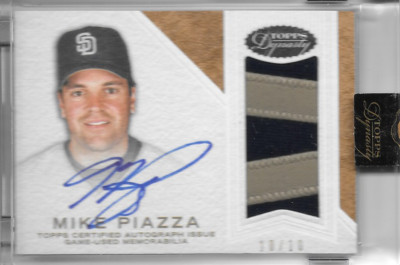 2016 Mike Piazza Autograph Jersey Patch /10 Topps Dynasty Baseball Card ...