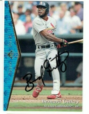 1995 Upper Deck #98 BERNARD GILKEY Autographed Baseball Card St. Louis ...