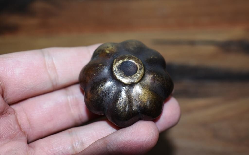 MUGHAL BRASS BRONZE WEIGHT SCALE GARLIC SHAPE 164 GRAMS UNIQUE RICH ...