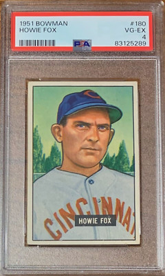 1951 Bowman Baseball #180 Howie Fox Cincinnati Reds PSA 4 Nicely ...