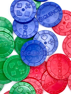 Sequence Chips 35 Red, 50 Blue, 50 Green - Complete Set Game ...