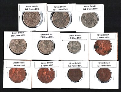 UNITED KINGDOM 1938-1951 KING GEORGE VI SET OF 11 COINS | eBay