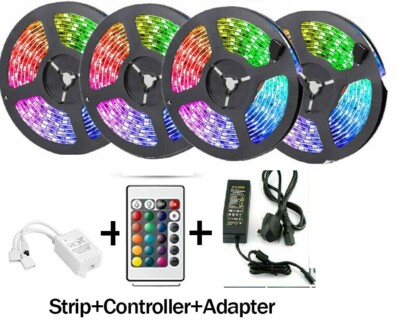 5050 RGB 5M - 20M LED STRIP LIGHTS COLOUR CHANGING UNDER CABINET ...