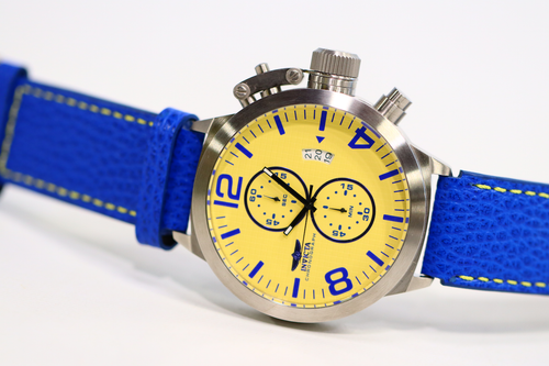INVICTA Corduba Men 52mm Stainless Steel Silver Blue+Yellow dial VD51 ...