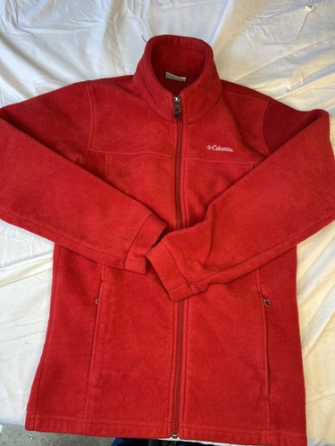 Columbia Jacket Womens Large Red Full Zip Fleece Outdoor Warm Pockets ...