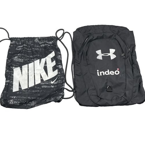 Nike Under Armour lot of 2 Backpack Gym Bag Drawstring Hiking Camping ...