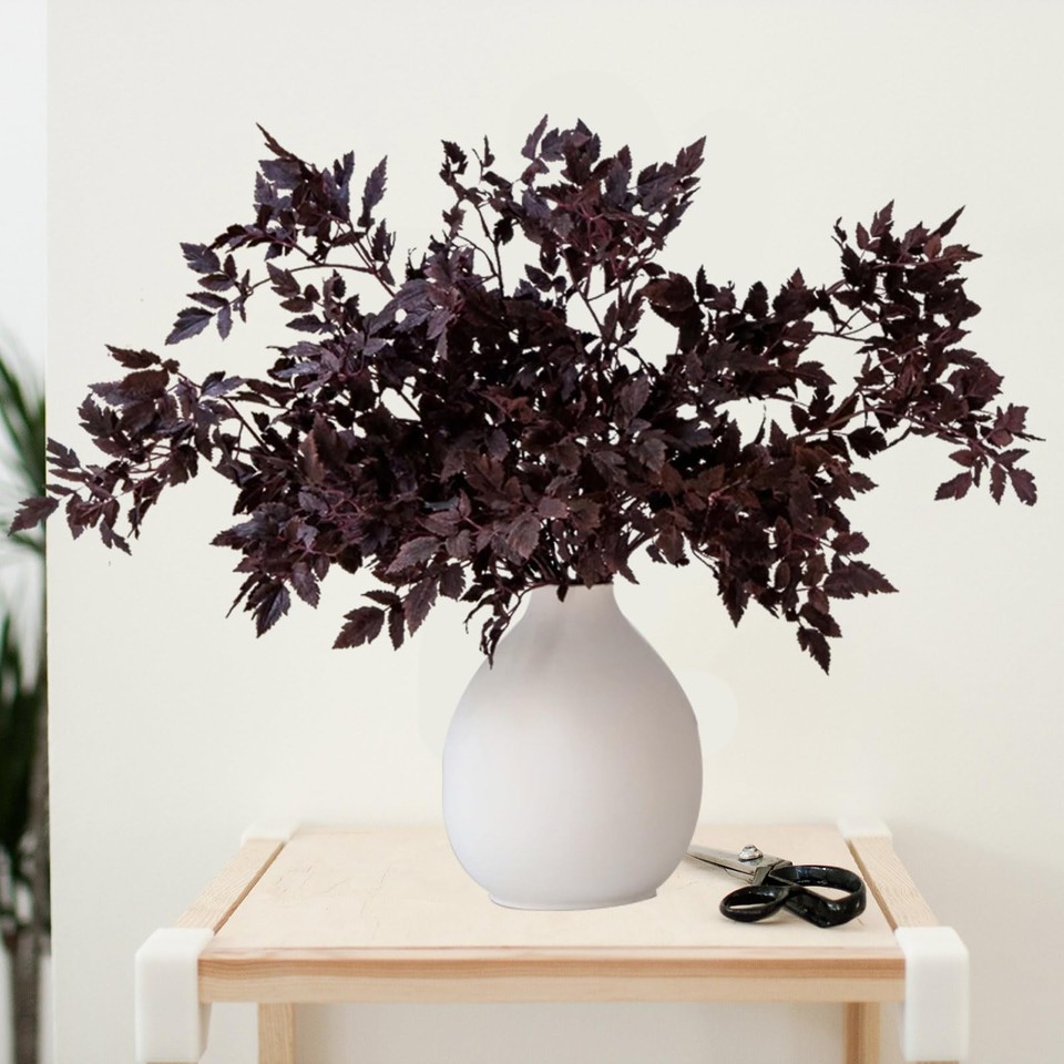 8 Pack Artificial Cimicifuga Plum Leaf Stems Spray, Faux Fall Silk ...