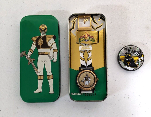 1994 Mighty Morphin Power Rangers White Ranger Tommy Watch W/Case Bonus ...