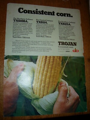 VINTAGE SEED CORN ADVERTISING PAGE- TROJAN SEED CORN - 10 x 14" - 1975 ...
