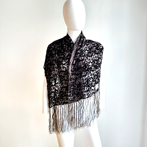 Vintage Deadstock Sisley Brown Burnout Silk Blend Scarf | eBay