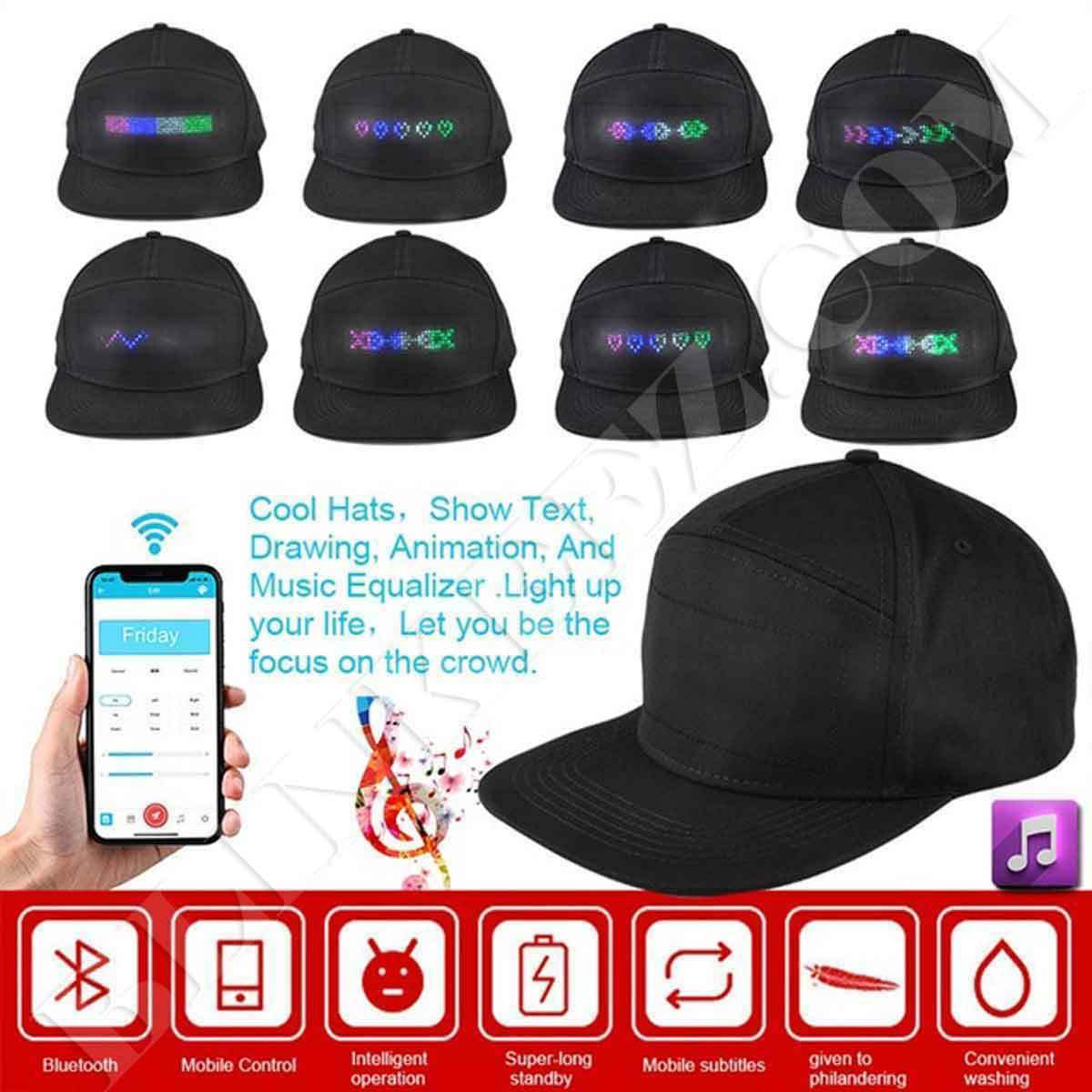 Programmable LED Message Hat Snapback Baseball LED Hat Hiphop Hat Men ...