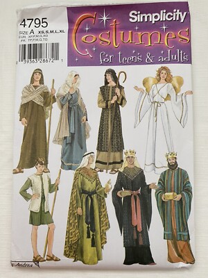 Simplicity Nativity Costumes For Teens & Adults Sewing Pattern #4795 XS ...