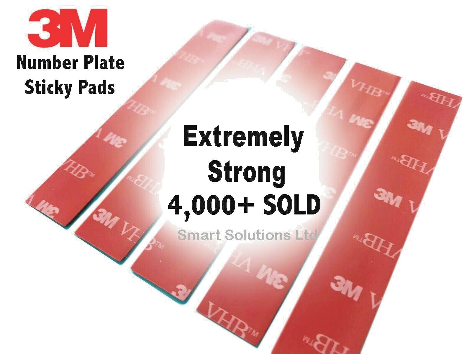 10 x 3M NUMBER PLATE DOUBLE SIDED STICKY Pads Strips TAPE STRONG VERY ...