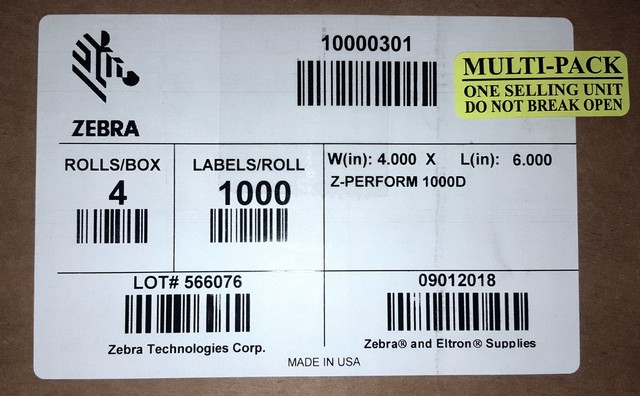 Zebra Label Paper 4 X 6in Direct Thermal Zebra Z-perform 1000d 3 in ...