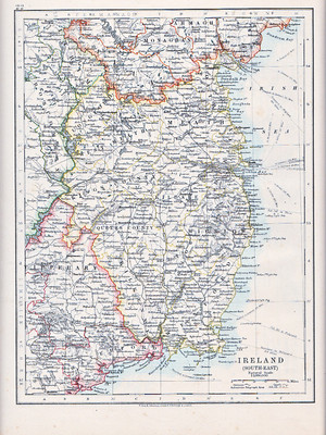 1912 MAP ~ IRELAND SOUTH EAST ~ MEATH WICKLOW WEXFORD WATERFORD ETC | eBay
