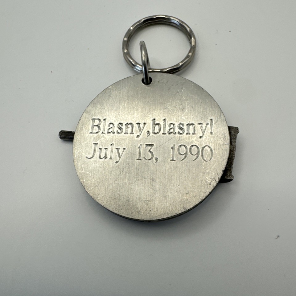 Keychain Pewter (?) Croquet Mallet & Wickets : "Blasny blasny! July 13 ...