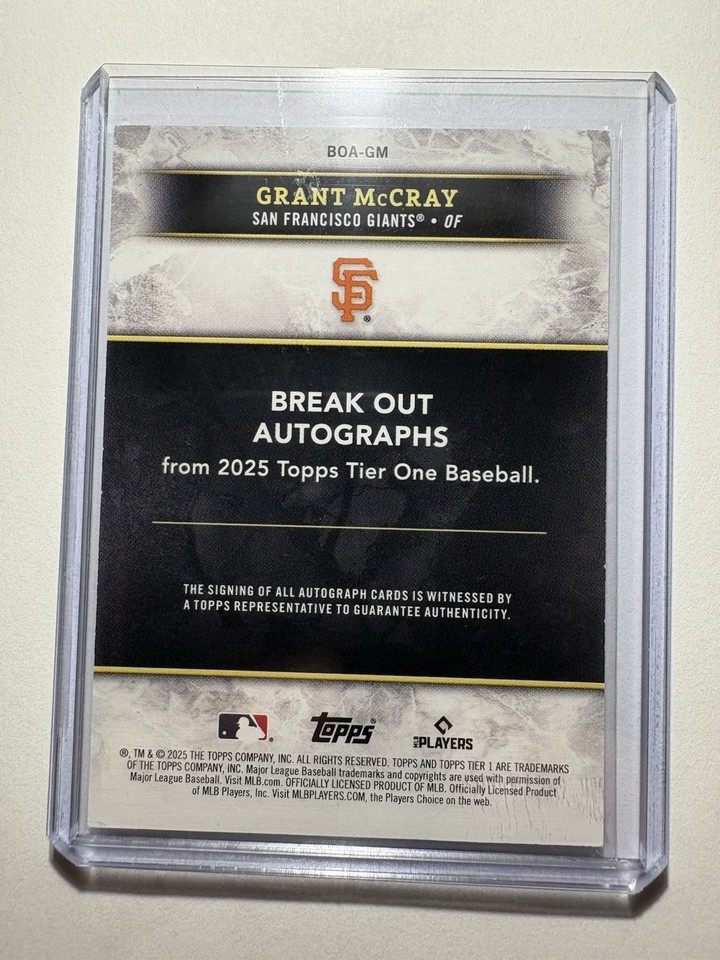 2025 Topps Tier One Grant McCray Baseball #Boa-Gm Break Out Auto Blue ...