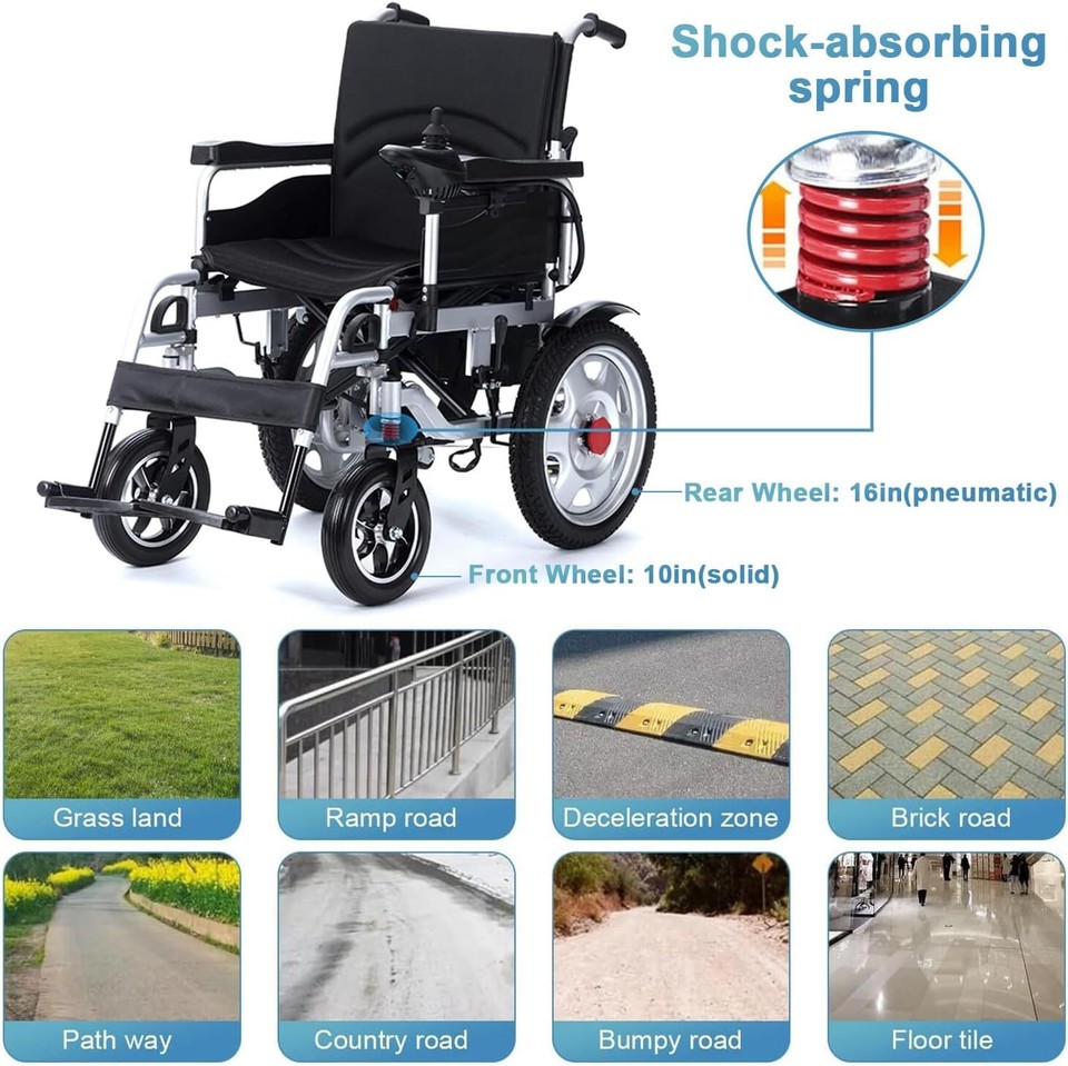 500W Dual Motor Electric Wheelchair Folding Mobility Aid Motorized ...