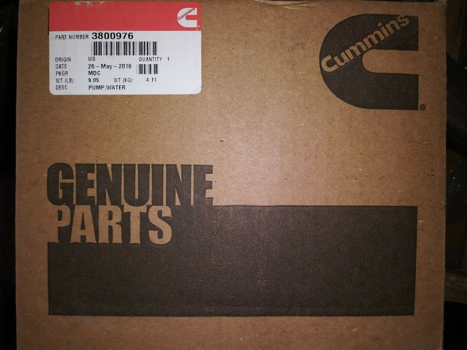 Genuine Cummins C-Series Water Pump, New Part # 3800976 | eBay