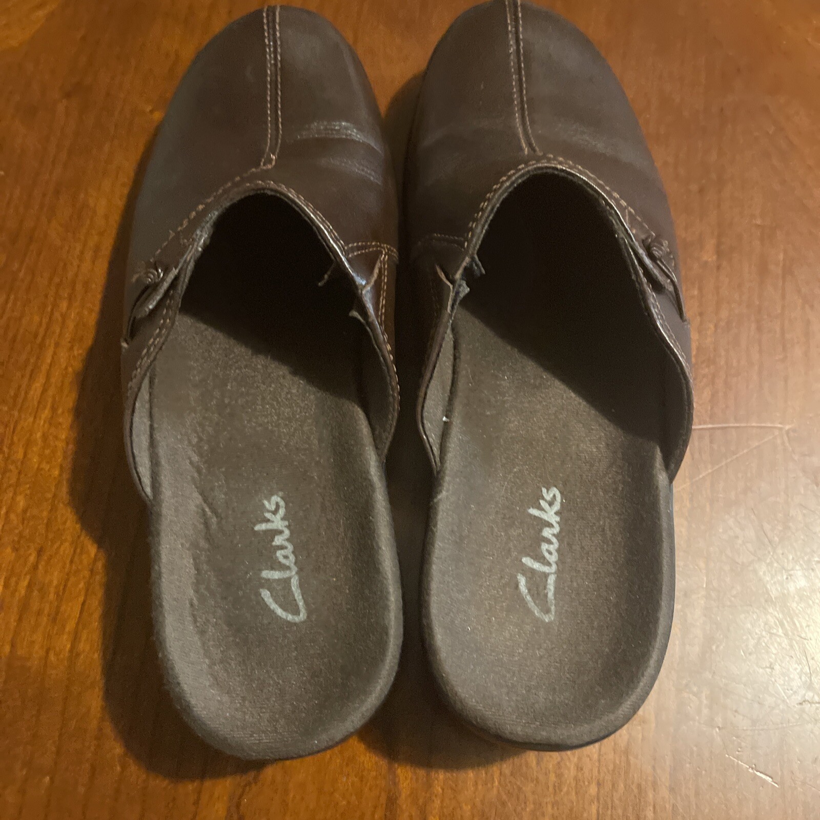 Clarks Clogs Women's Shoes 84560 Brown Slip On Mules Leather Size 7 ...