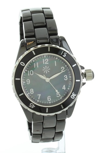 ISAAC MIZRAHILIVE MOP Dial Black Ceramic Women’s 38mm Quartz Watch WR ...
