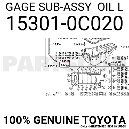 153010C020 Genuine Toyota GAGE SUB-ASSY OIL L 15301-0C020 | eBay