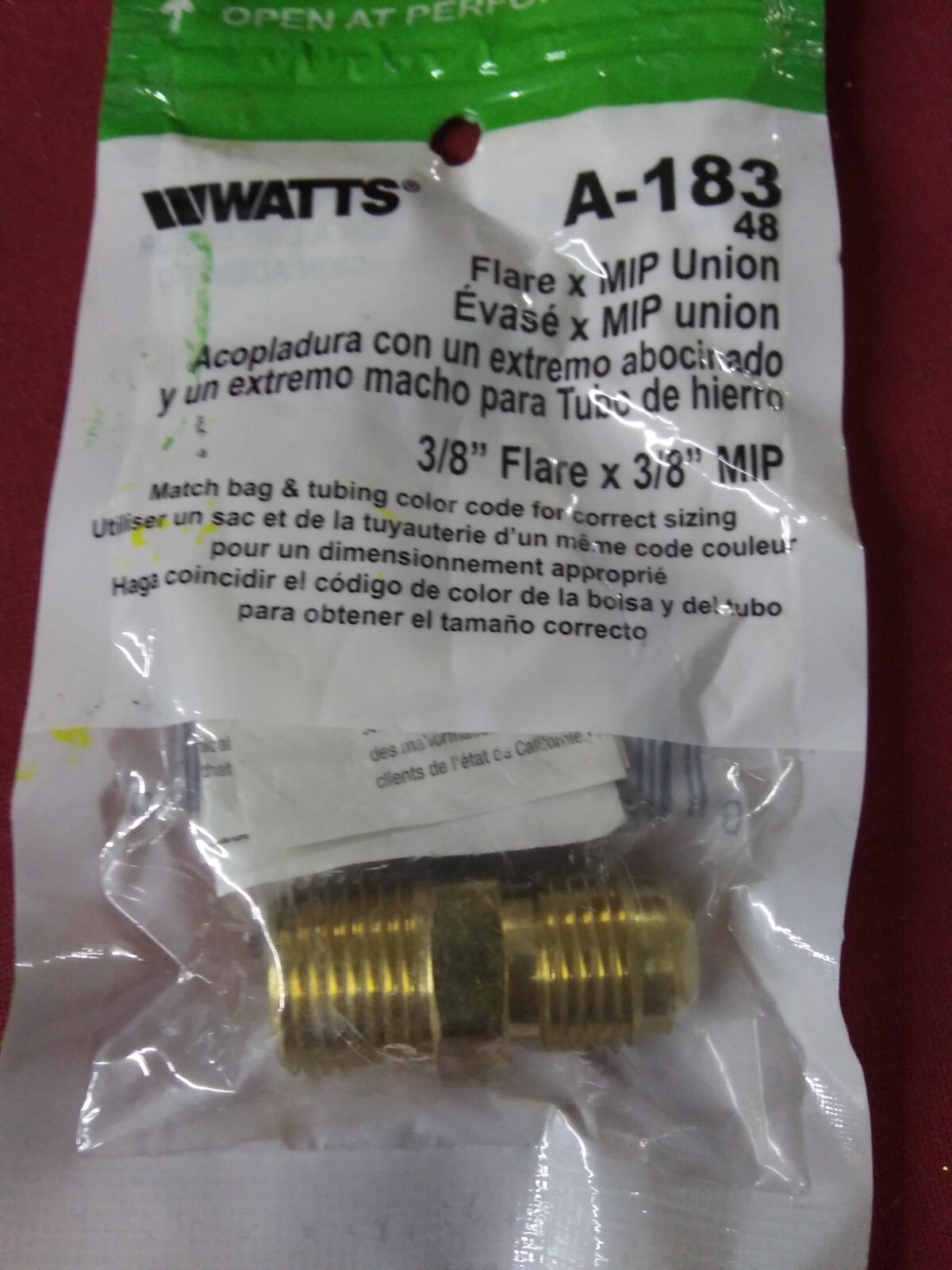 WATTS A-183 FLARE TX MIP UNION 3/8" x 3/8" *303718 | eBay