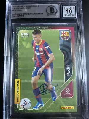 Pedri Auto 2021-22 Panini Megacracks #430 RC Rookie BAS Beckett ...