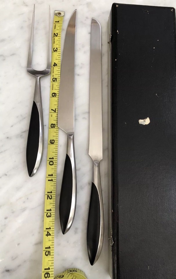 Contessa Stainless Carving Set Japan Black Bone Inlay Handle 2 Knives ...