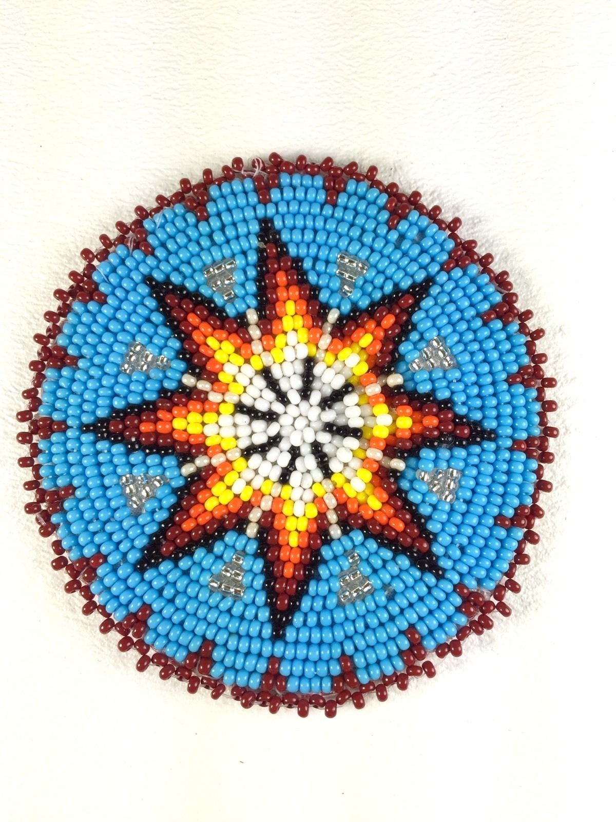 TURQUOISE BLUE STAR BEADED APPLIQUES ROSETTE Q53/15 | eBay